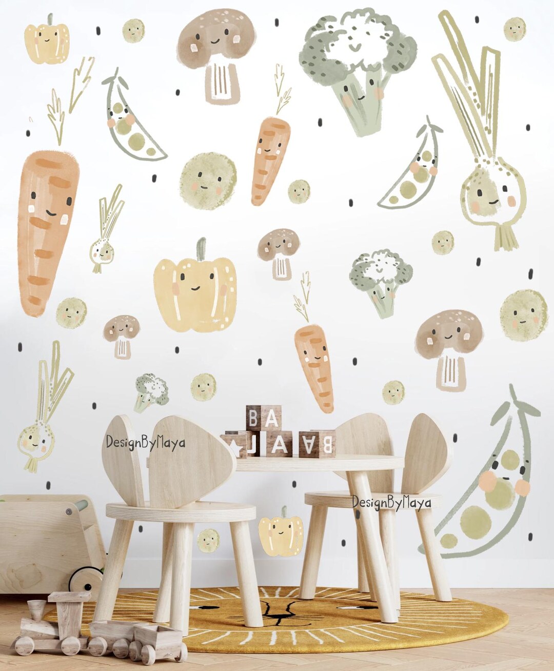 Vegetable Wall Decals: Fabric Citrus, Boho Nursery Decor - Etsy