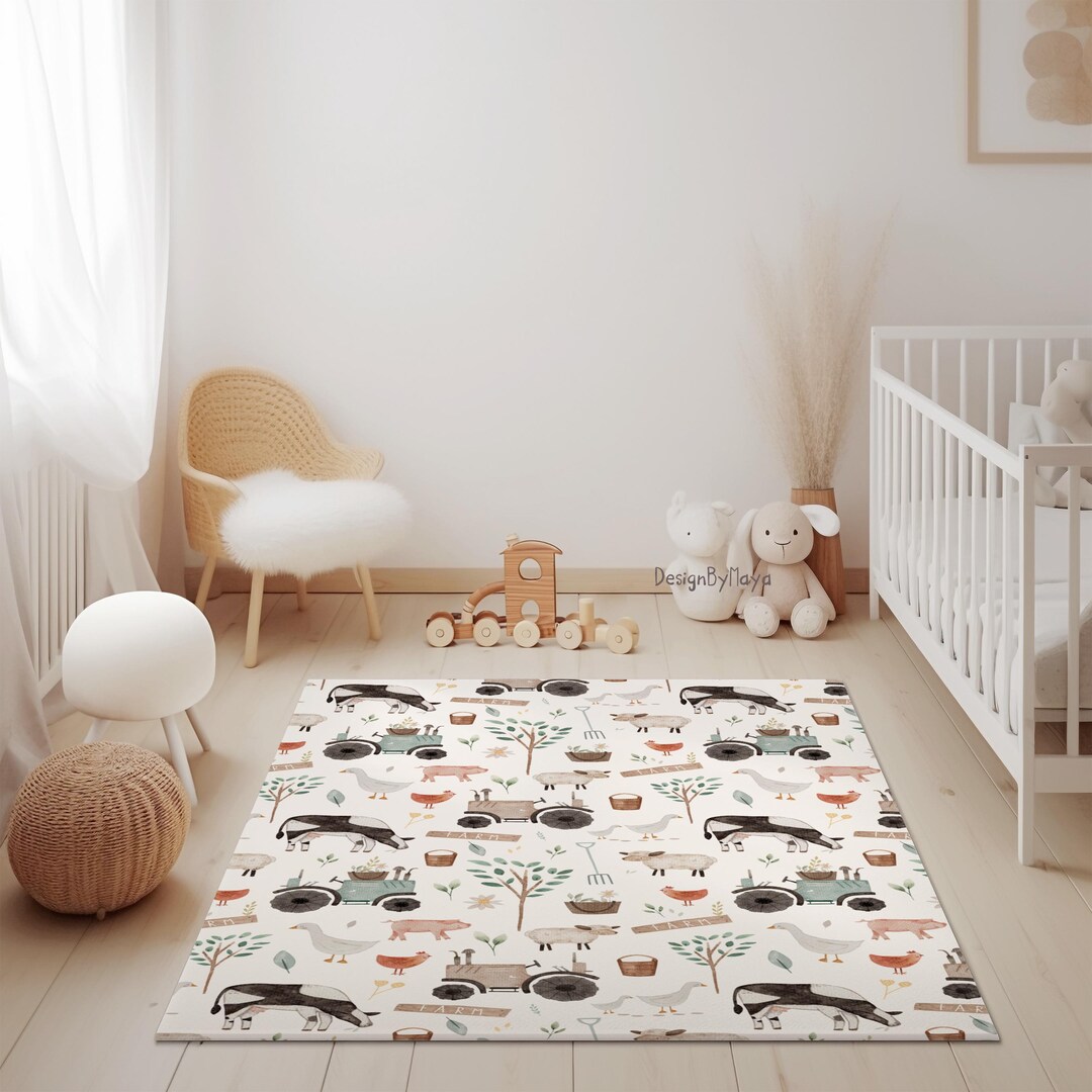 Farm Rug, ABC Adorable Kids Room Rug, World Map Rug, Play Rug Mat ...
