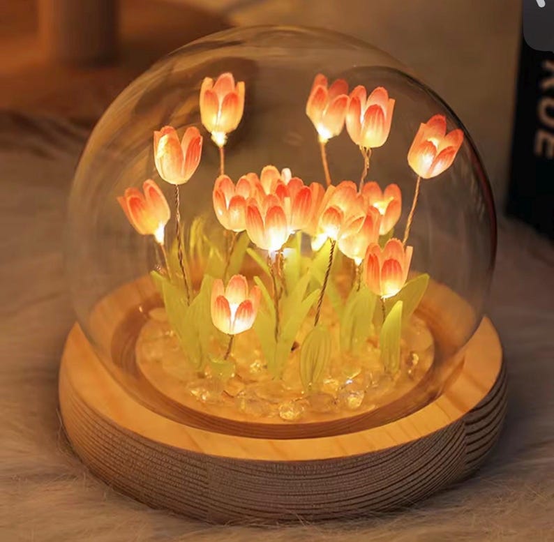 Tulip Night Light Lamp | DIY Flower Dome Decor (battery Operated) - Etsy