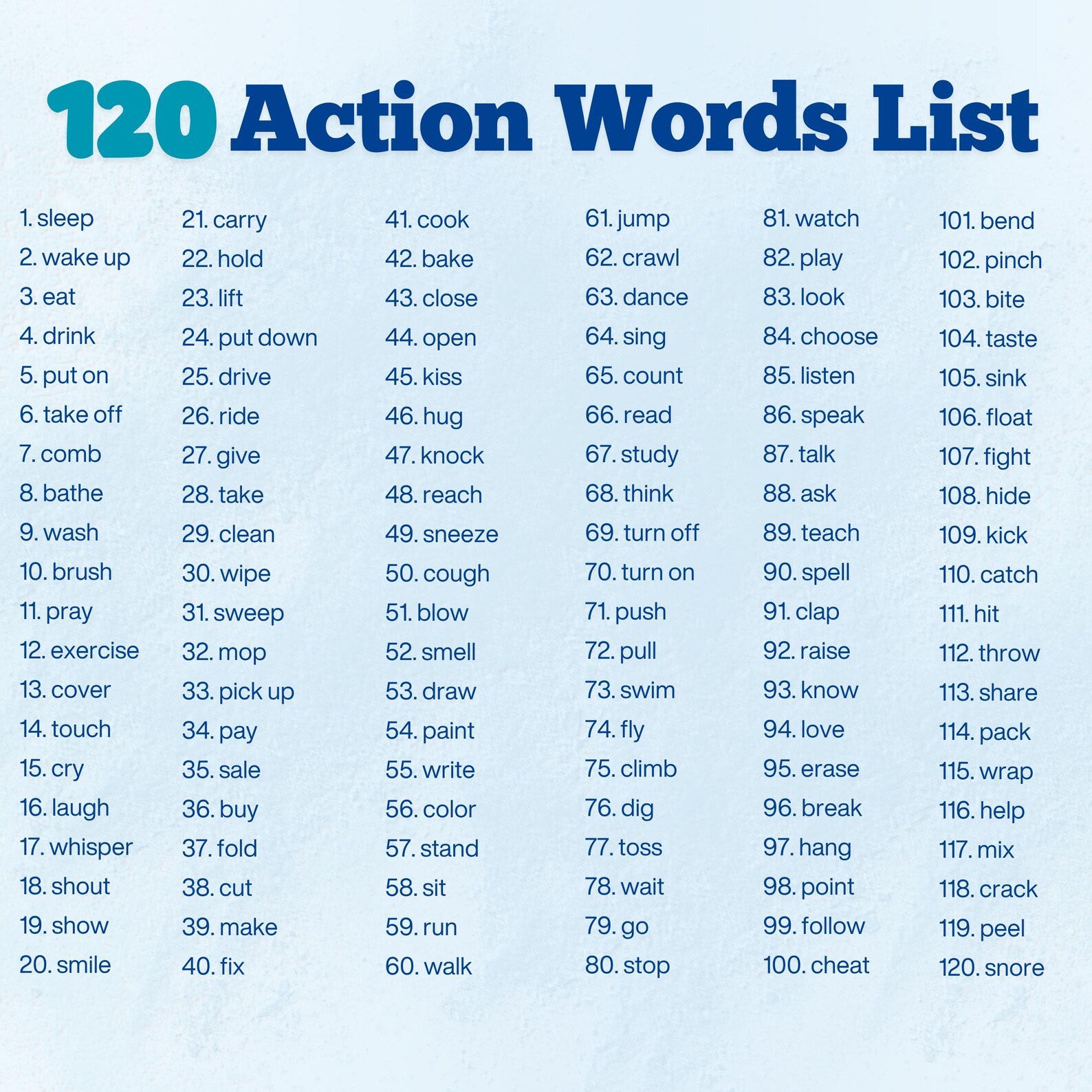 120 Action Words Flash Cards, ESL Action Words Flash Cards, Verbs Flash Cards, Action Words ...