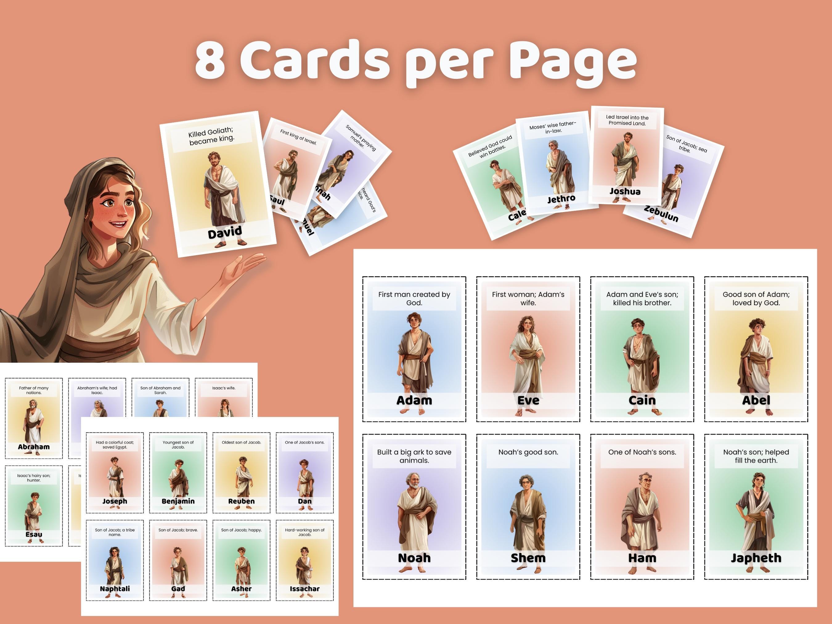 OLD TESTAMENT Bible Study Character Art Flashcards for Kids Learning ...