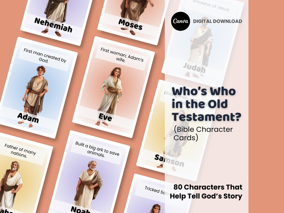OLD TESTAMENT Bible Study Character Art Flashcards for Kids Learning ...