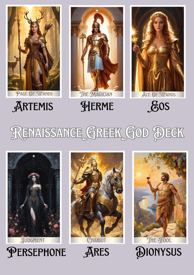 Tarot Deck, Cards, Greek Gods, Renaissance - Etsy