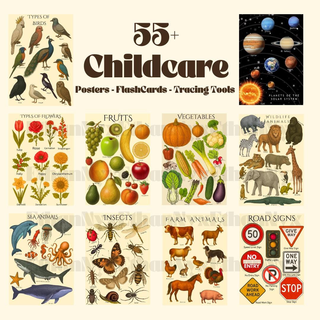 55 + Educational Posters, Vintage Style, Flash Cards & Tracing Tools ...