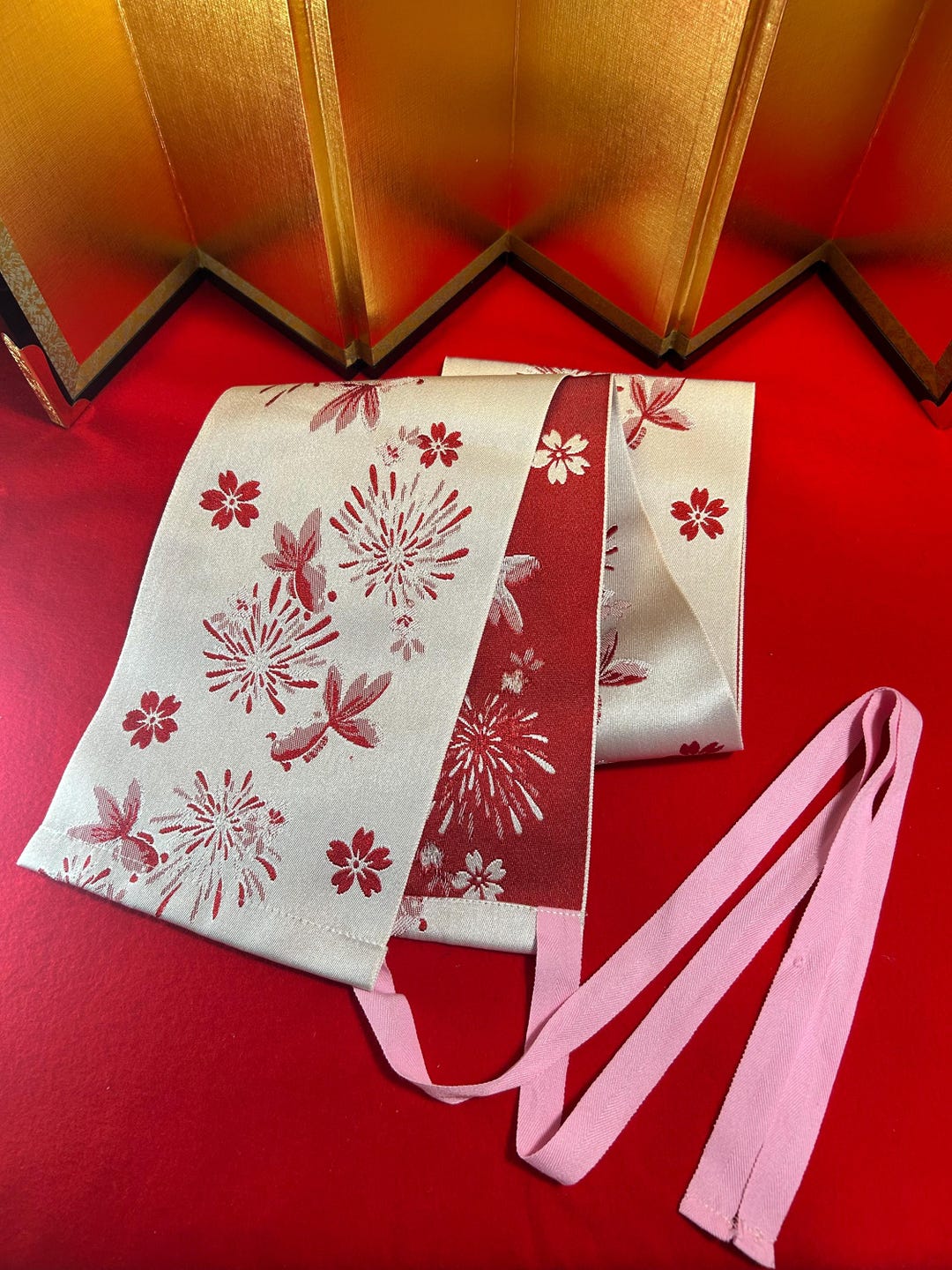 Light Cherry Blossom Pink Obi Belt Made in Japan With Red Goldfish ...