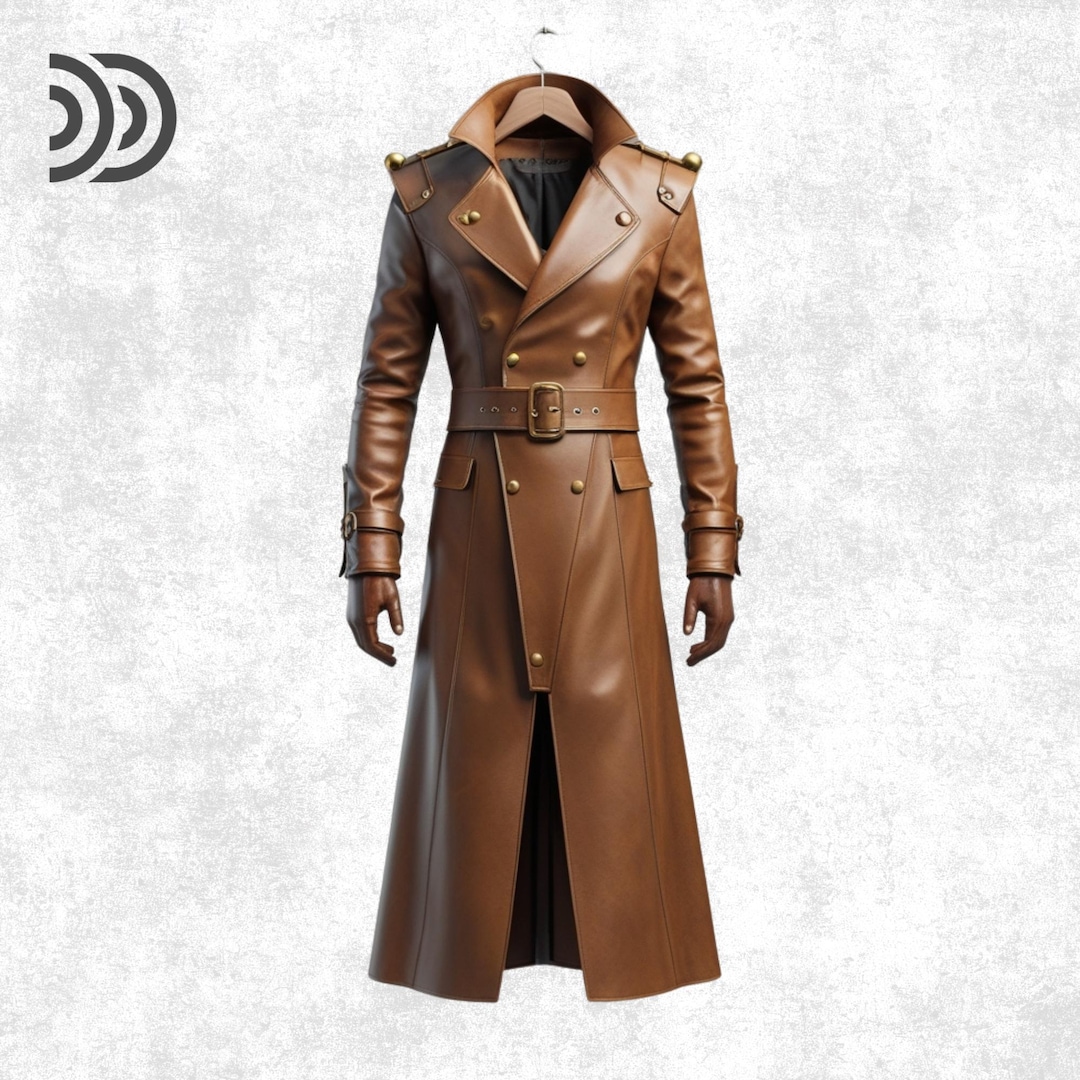 Handmade Leather Military Trench Coat: Vintage German Steampunk Style ...
