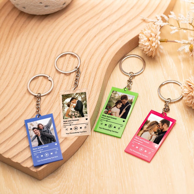Custom Acrylic Keychain, Acylic Music Keychain, Song Key Ring, Photo ...