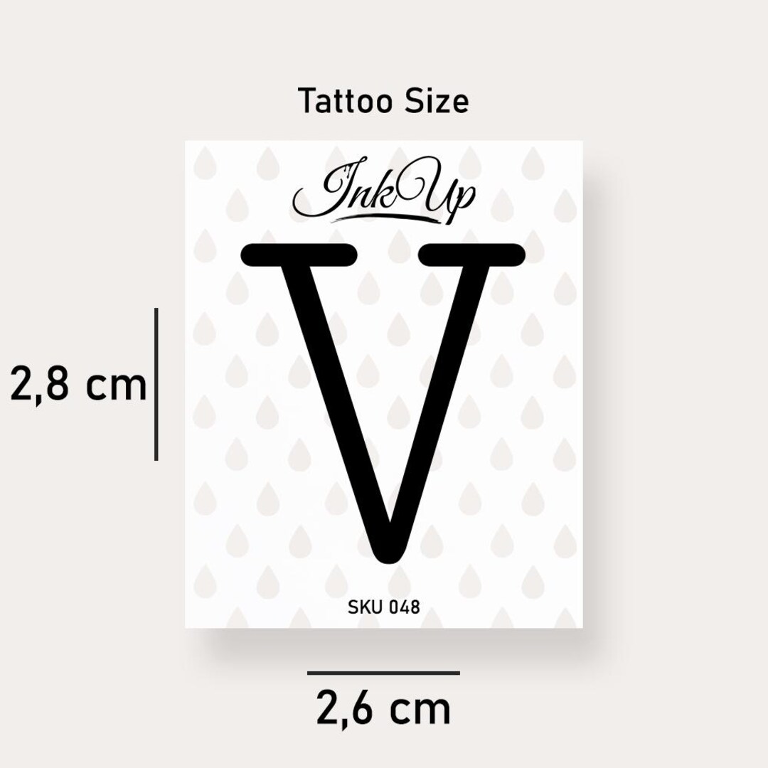 Letter V Initial Tattoo | 2-week Tattoo | Semi-permanent Tattoo ...