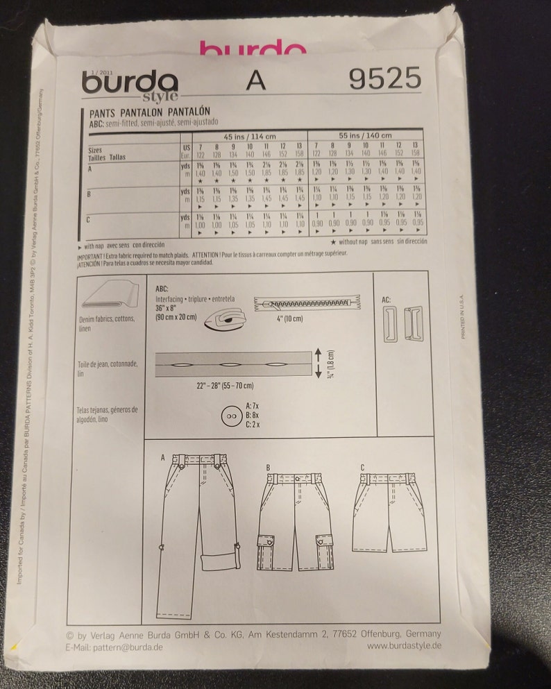 Burda 9525 Sewing Pattern UNCUT Boys Sizes 7-13 - Etsy