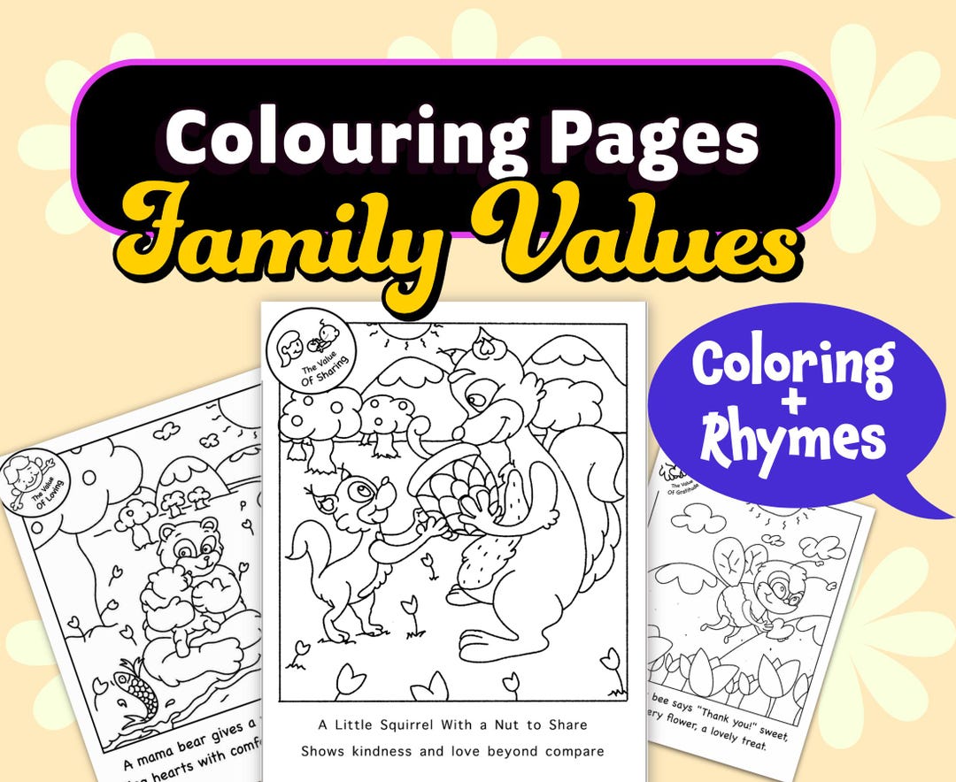 Family Values | Coloring Pages, 3 Pages Set, Preschool Worksheets ...