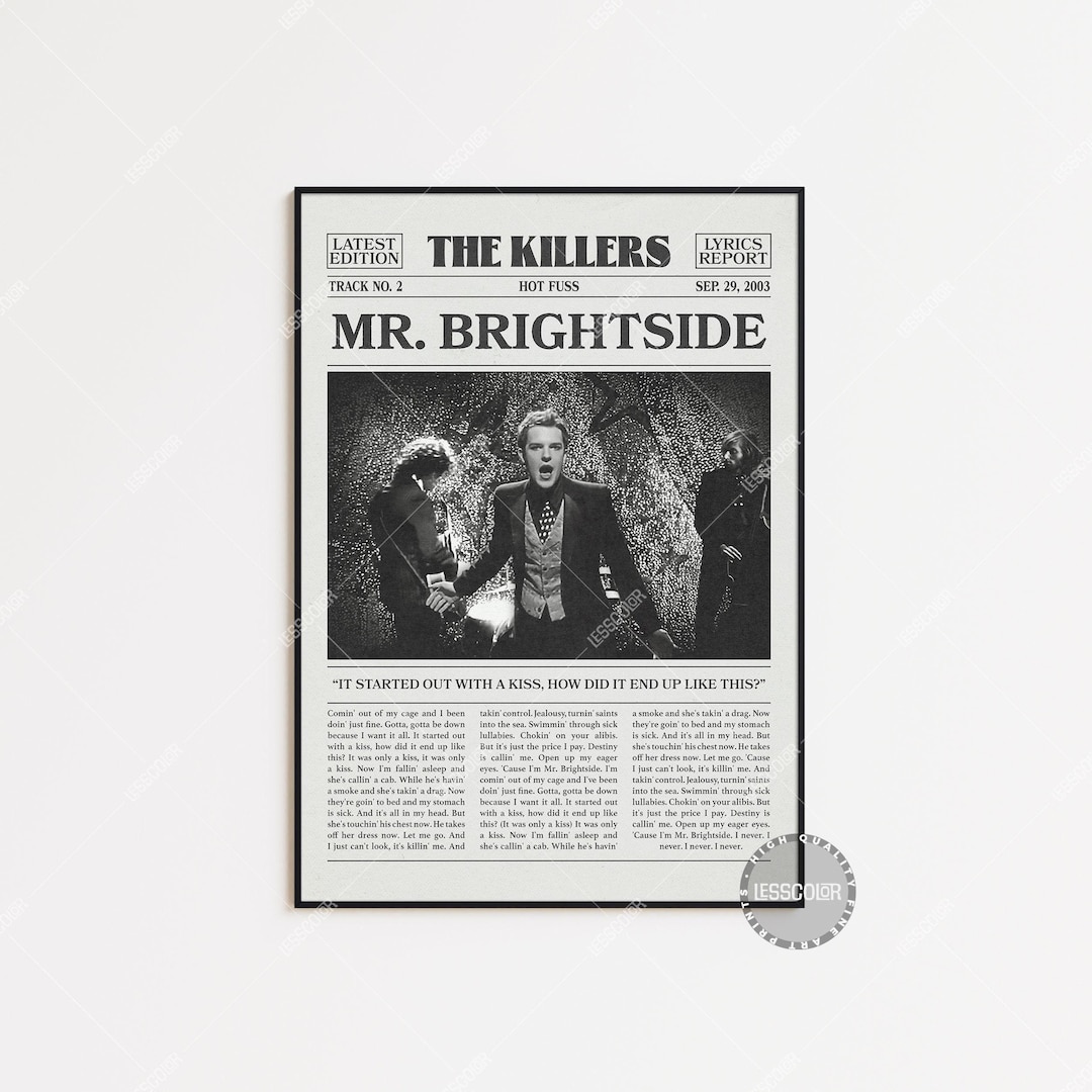 The Killers Retro Newspaper Print, Mr. Brightside Poster, Mr ...