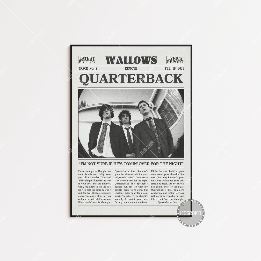 Wallows Retro Newspaper Print, Quarterback Poster, Quarterback Lyric ...