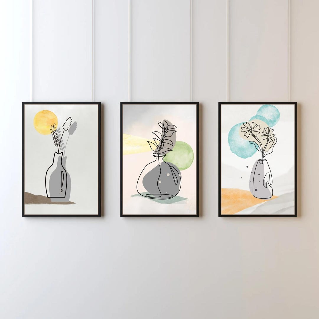 Pastel Floral Vase Wall Art, Pastel Color Botanical Print, Minimalist ...
