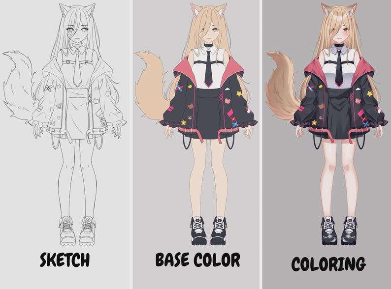 Custom Live2d Vtuber Model: Anime Character Design & Rigging - Etsy