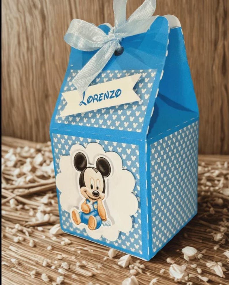 Personalized Mickey Mouse Milk Box With Name – Baby Shower, Christening ...