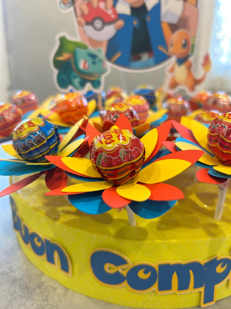 Custom Pokémon Chupa Chups Cake – Kids' Birthday Centerpiece – Fake ...