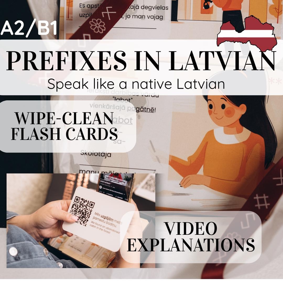Flash Cards / Video Lessons "prefixes in Latvian Language" – Wipe-clean Cards With QR Codes ...