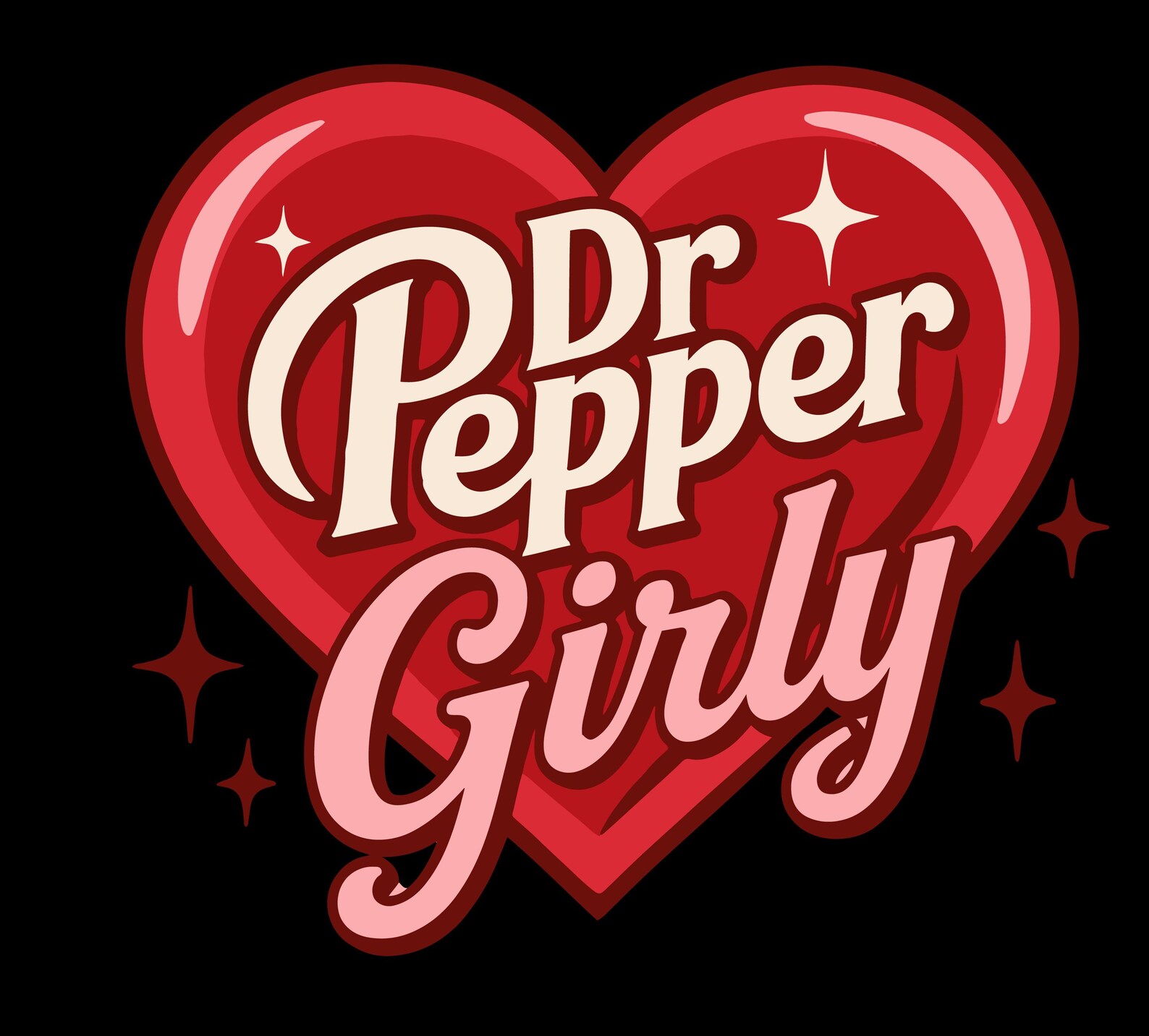 Dr Pepper Girly PNG Pink Dr Pepper Logo With Retro Heart and Sparkle ...