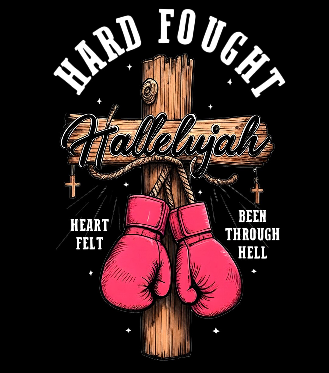 Christian Boxing SVG - "hard Fought Hallelujah" Cross and Gloves Design ...