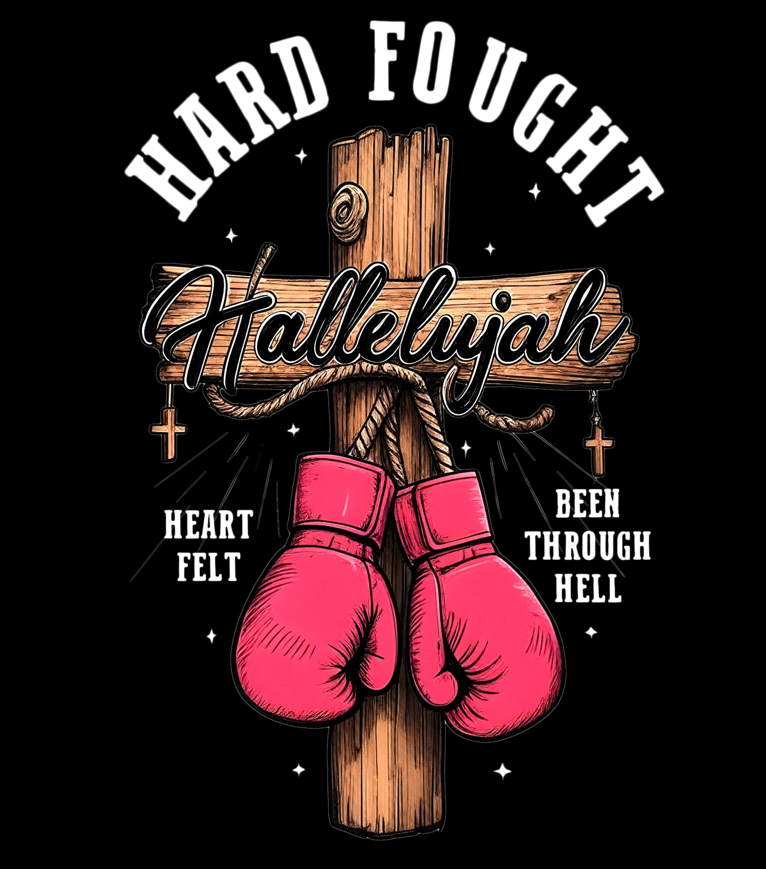 Christian Boxing SVG - "hard Fought Hallelujah" Cross and Gloves Design ...