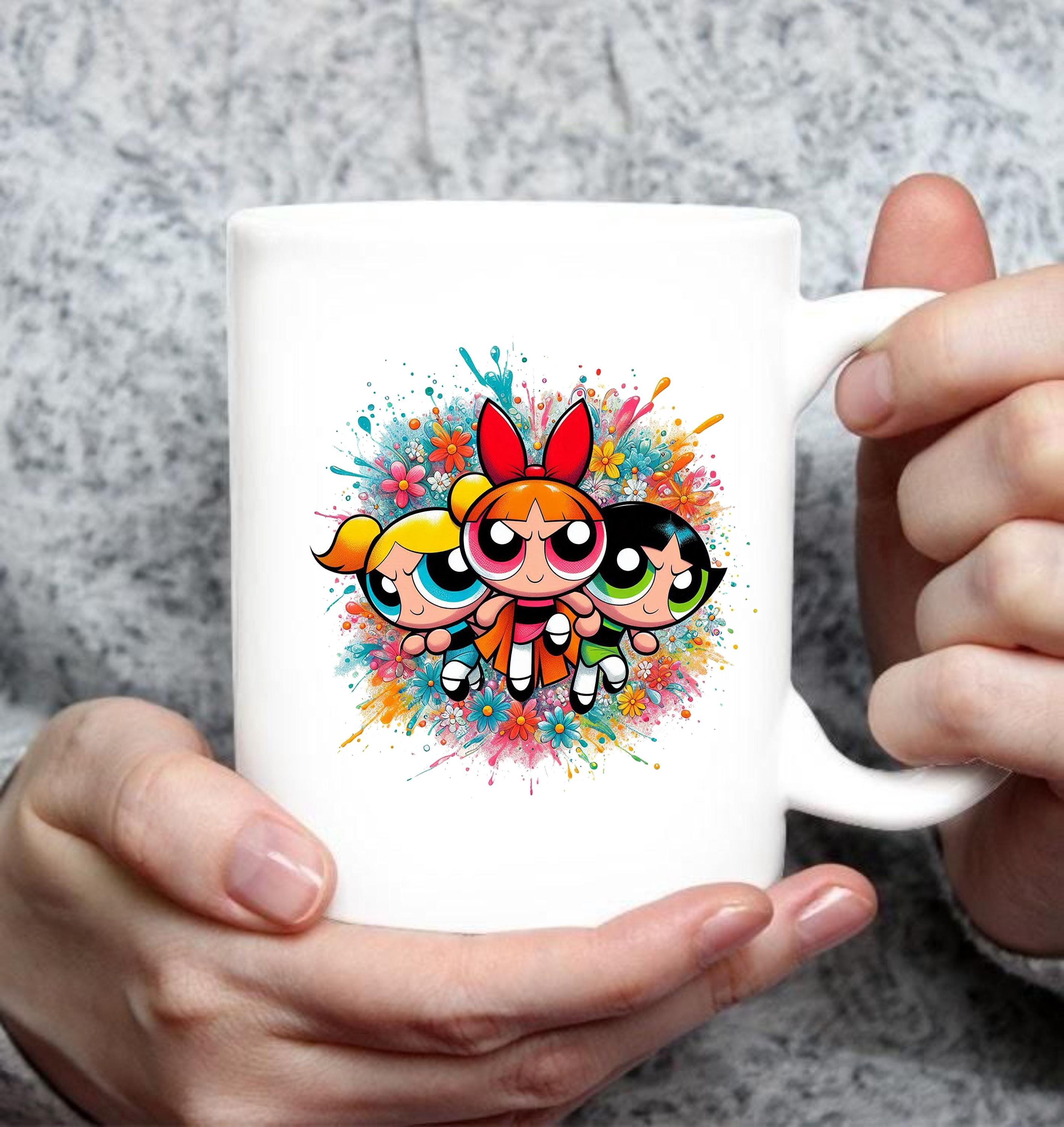 Powerpuff Girl Cute Flower Set 5 PNG Vibrant Cartoon Splash PNG Bundle ...