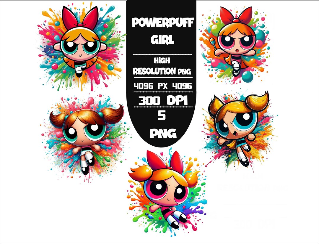 Powerpuff Girls PNG Set: Vibrant Cartoon Splash Designs (digital ...