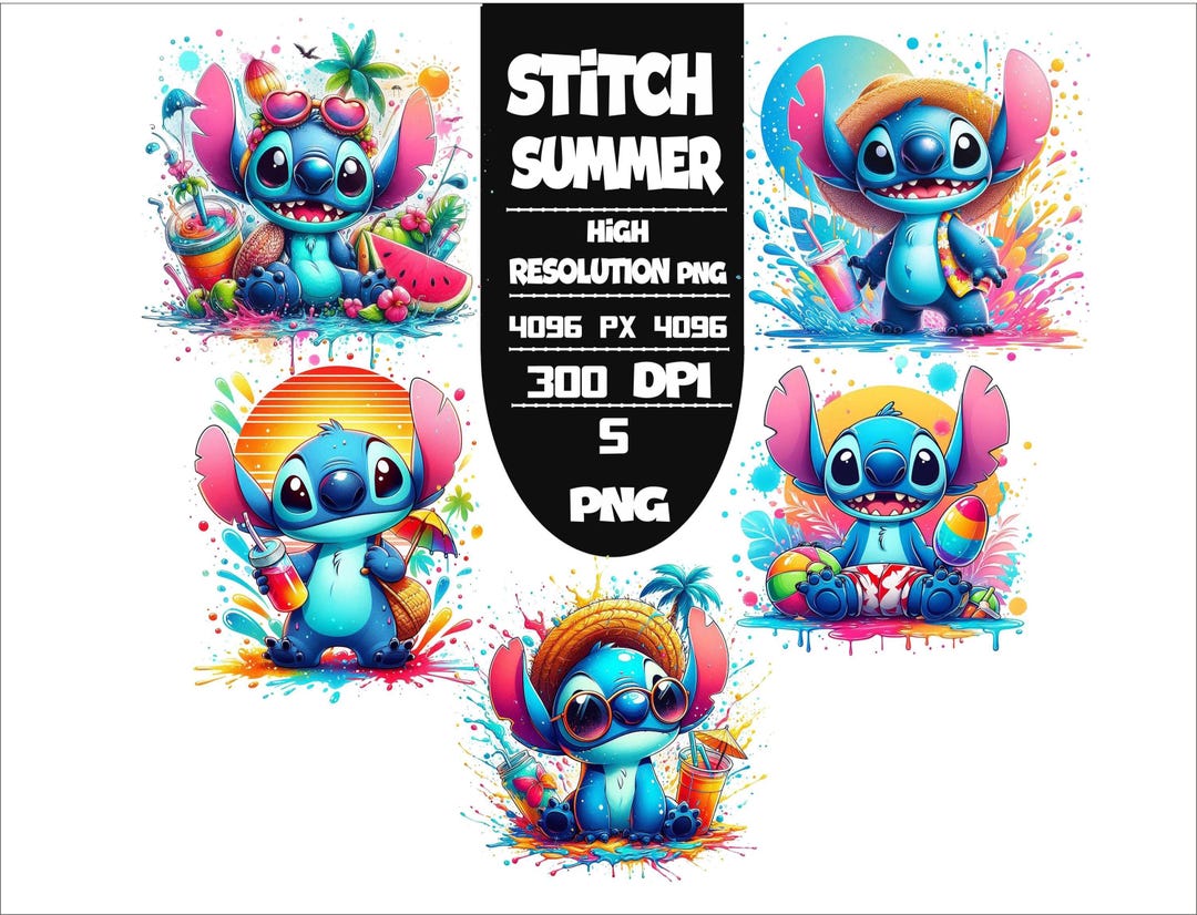 Summer Vibes Cartoon Splash PNG Bundle: 5 Vibrant Designs (digital ...