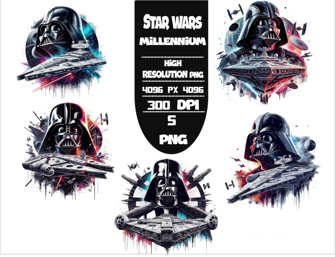 Millennium Falcon PNG Bundle: Star Wars Cartoon Splash Art (digital ...