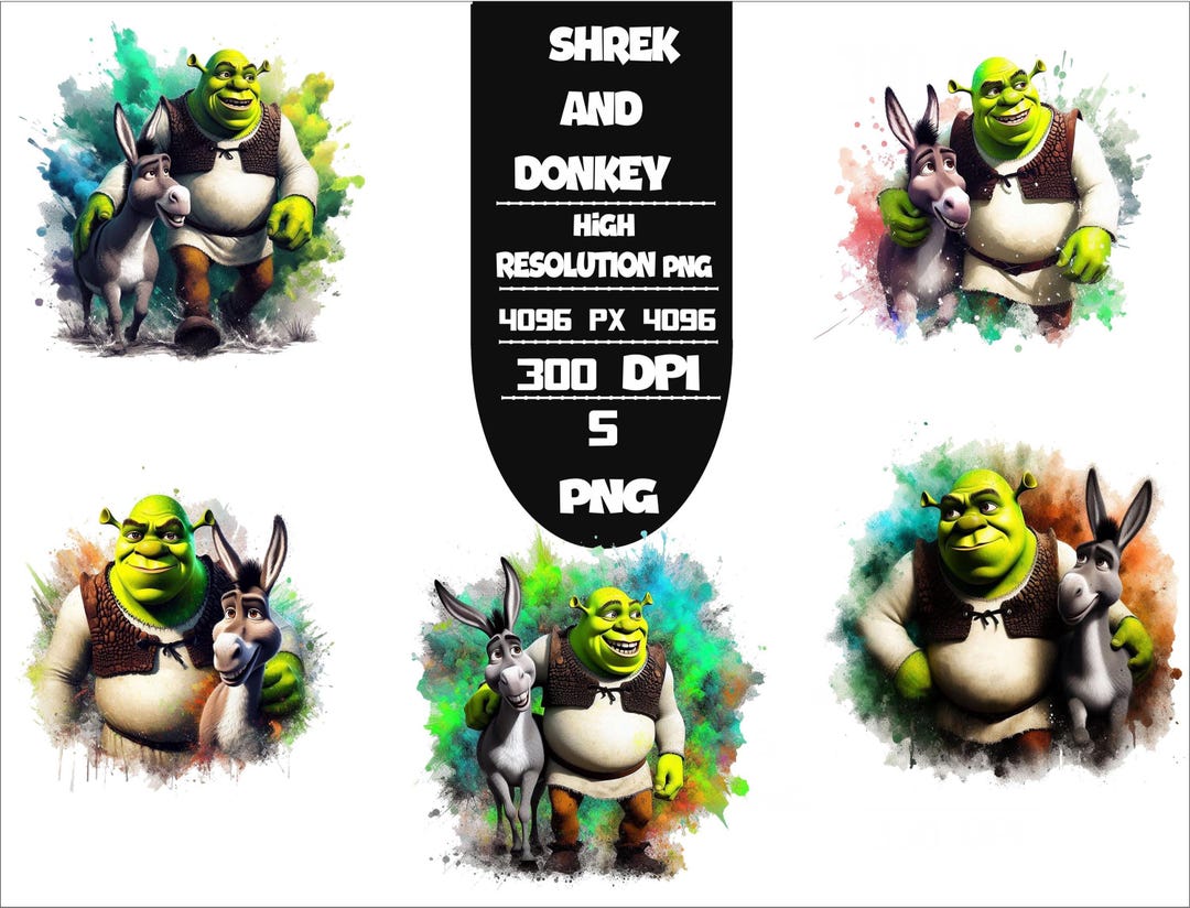 Shrek Cartoon Clipart Set: 5 Vibrant PNG Designs (digital Download) - Etsy