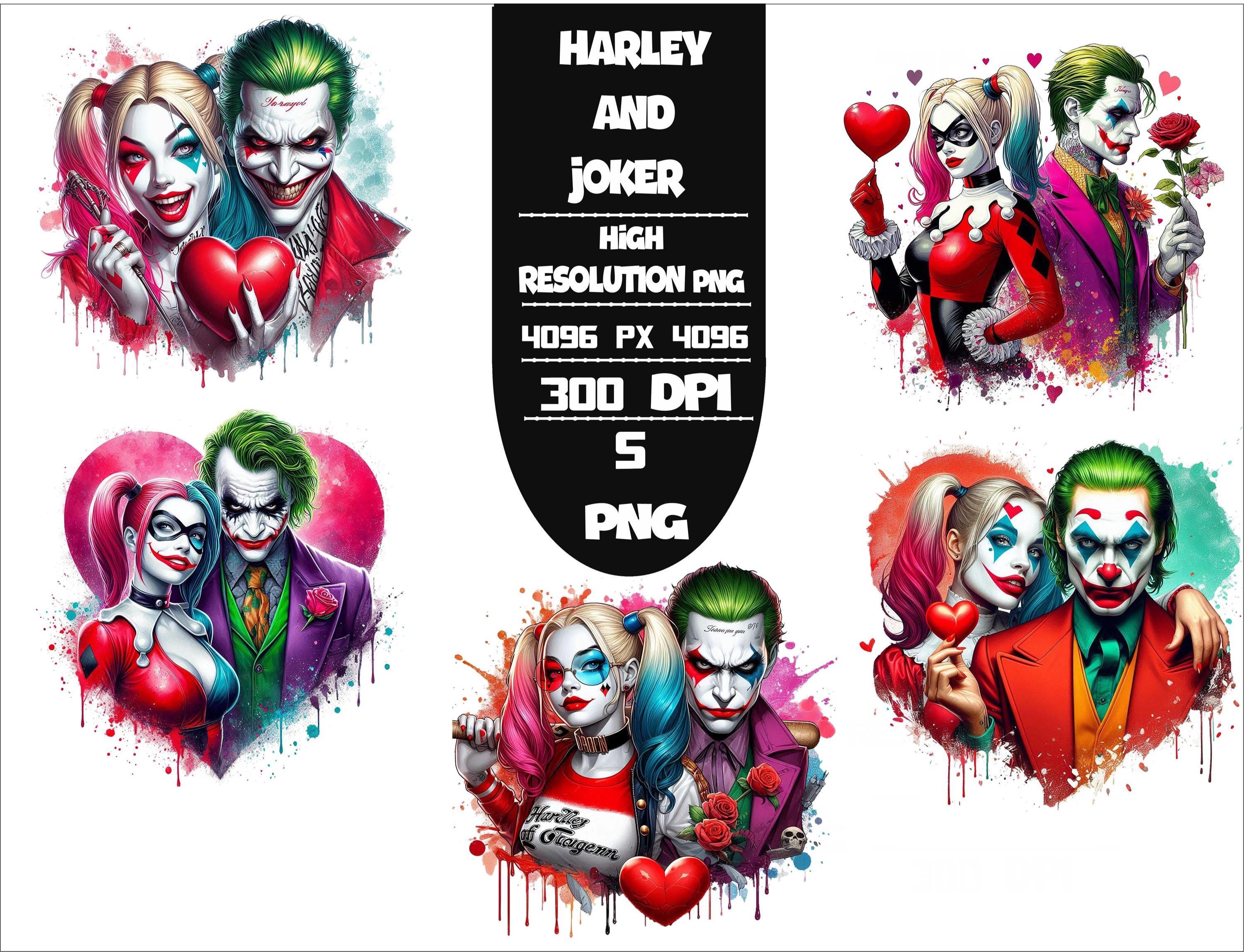 Harley Quinn & Joker Cartoon PNG Bundle: Vibrant Splash Art (digital ...