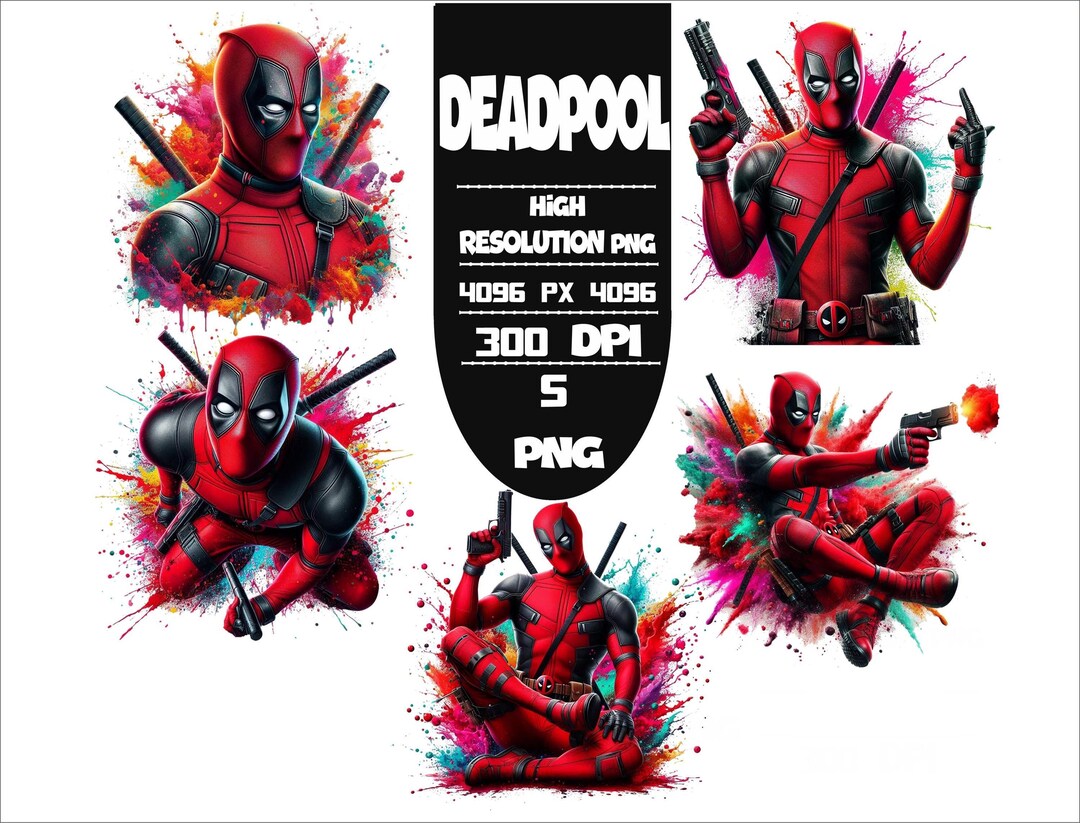 Deadpool Watercolor PNG Set: High-resolution Digital Art (300DPI) - Etsy