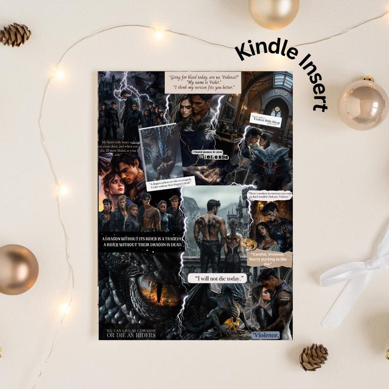 Fourth Wing Kindle Paperwhite Insert | Romantic Fantasy Book Cover ...