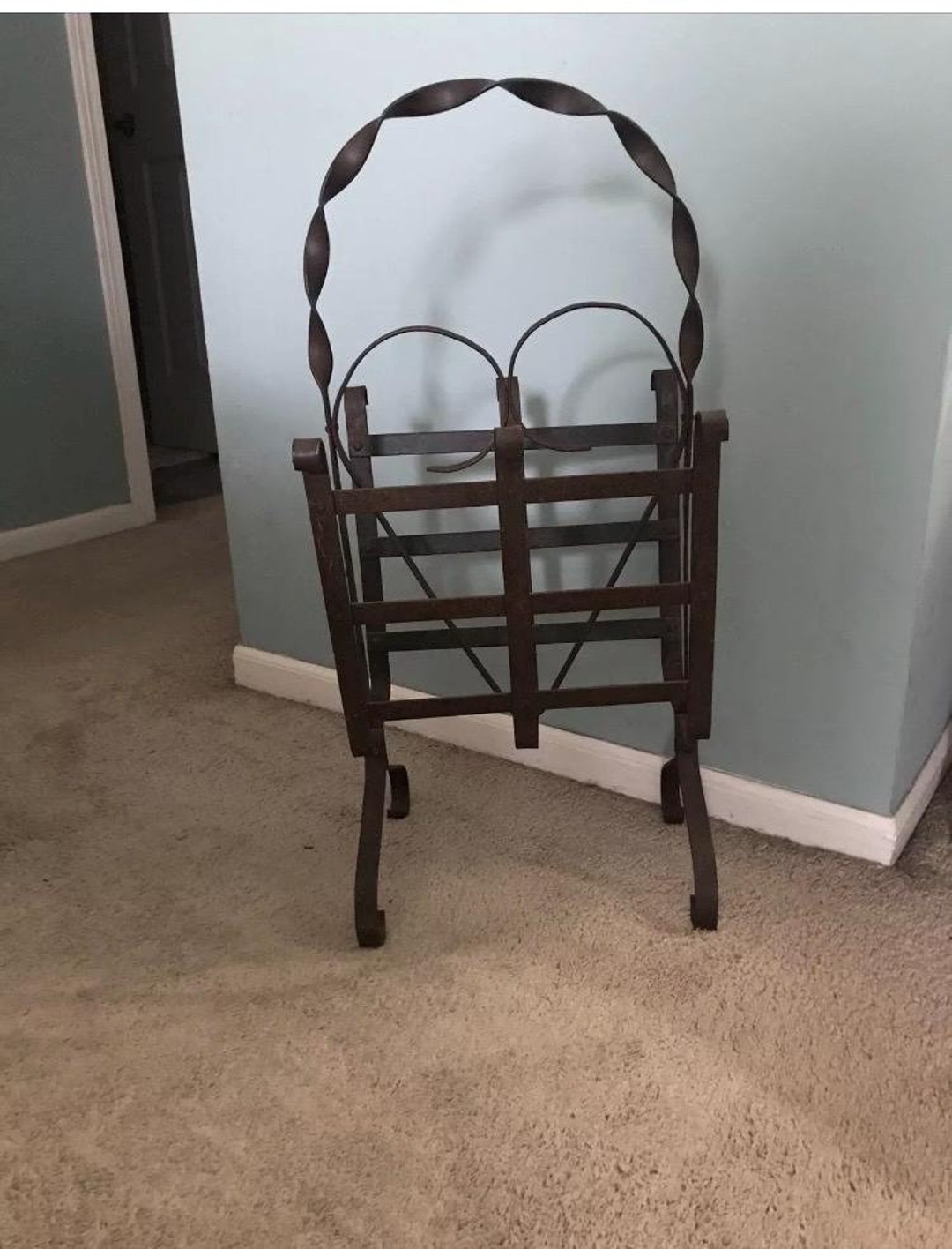 Vintage Wrought Iron Magazine Rack Twisted Rustic Country Goth Shabby ...