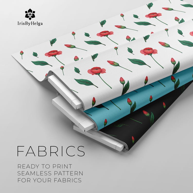 Seamless Poppy Flower Pattern – Red Botanical Digital Paper With White ...