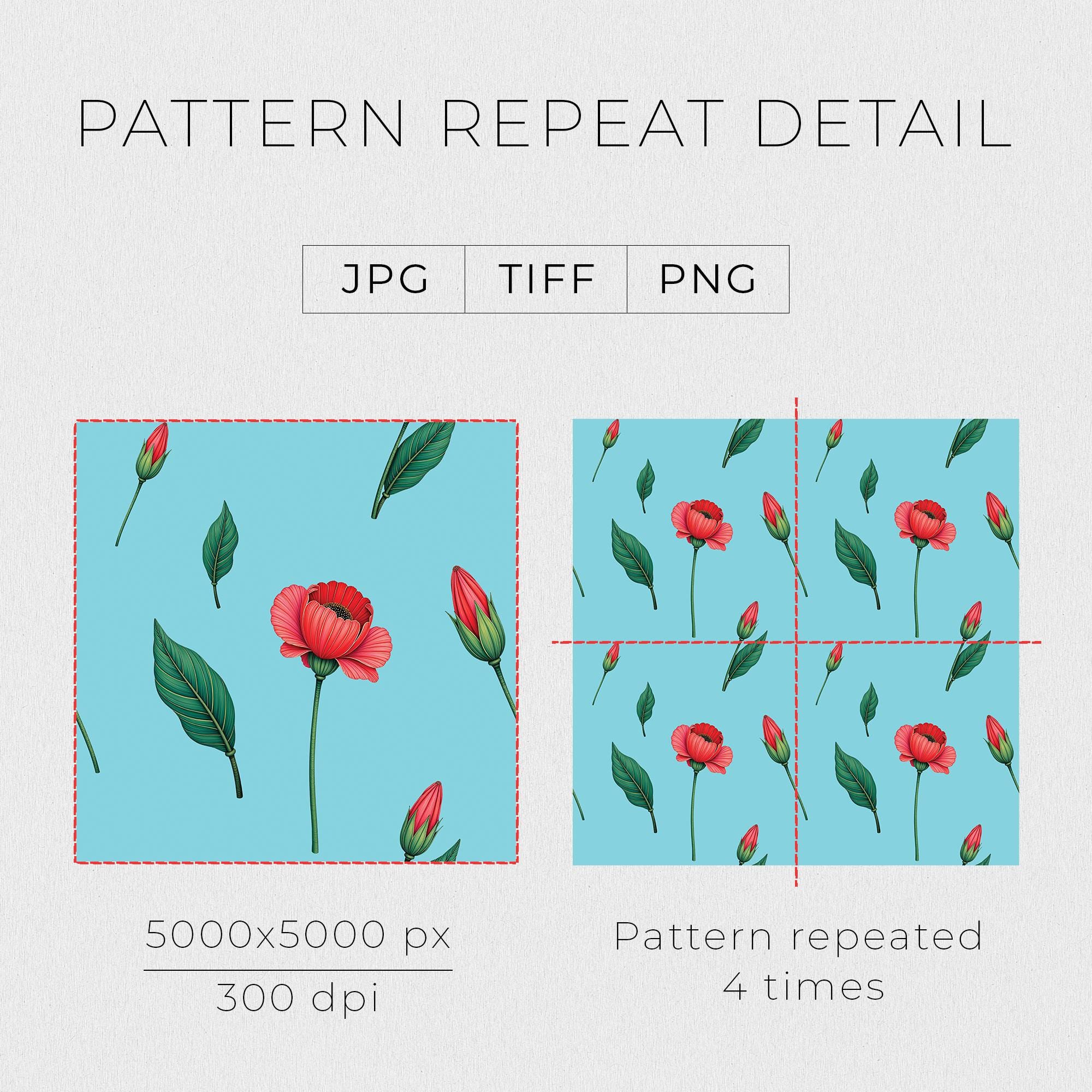Seamless Poppy Flower Pattern – Red Botanical Digital Paper With White ...