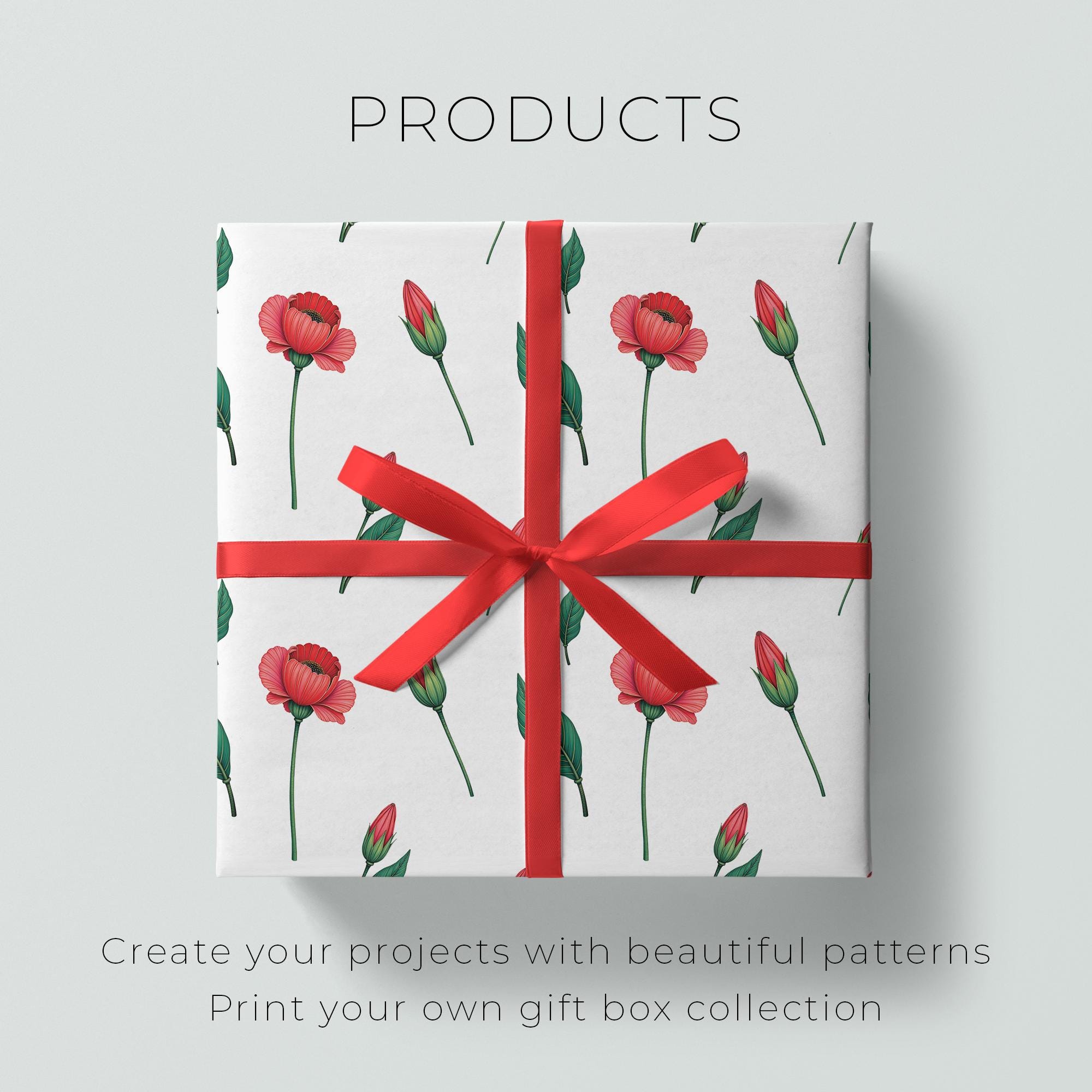 Seamless Poppy Flower Pattern – Red Botanical Digital Paper With White ...