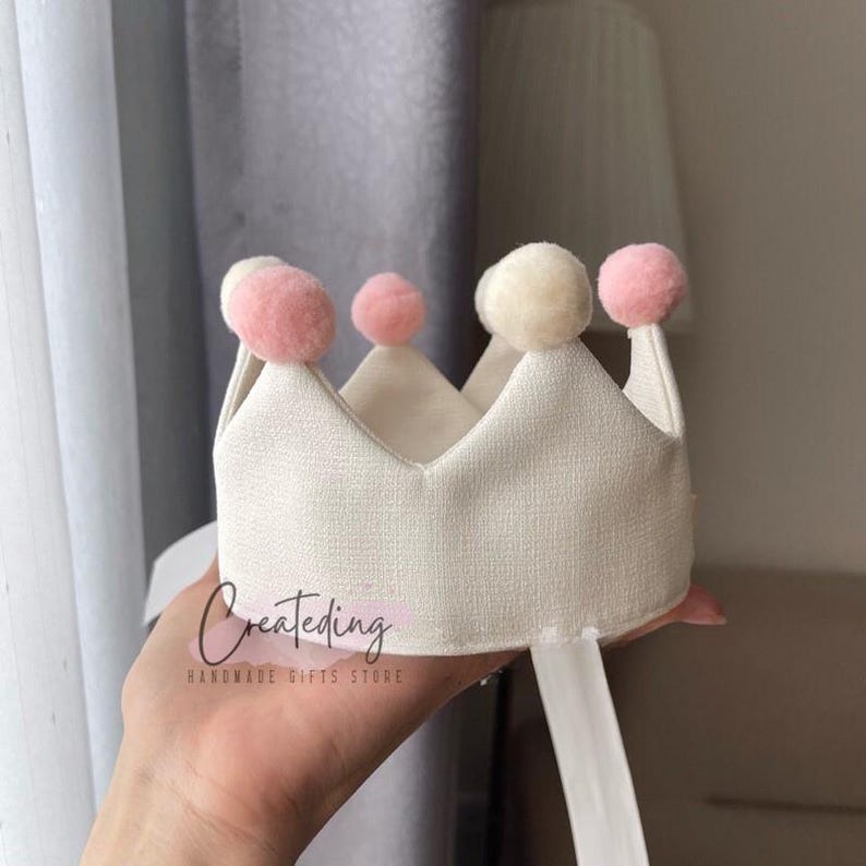 Custom Candy and Star Hand Embroidered Linen Crown Birthday Party Crown ...