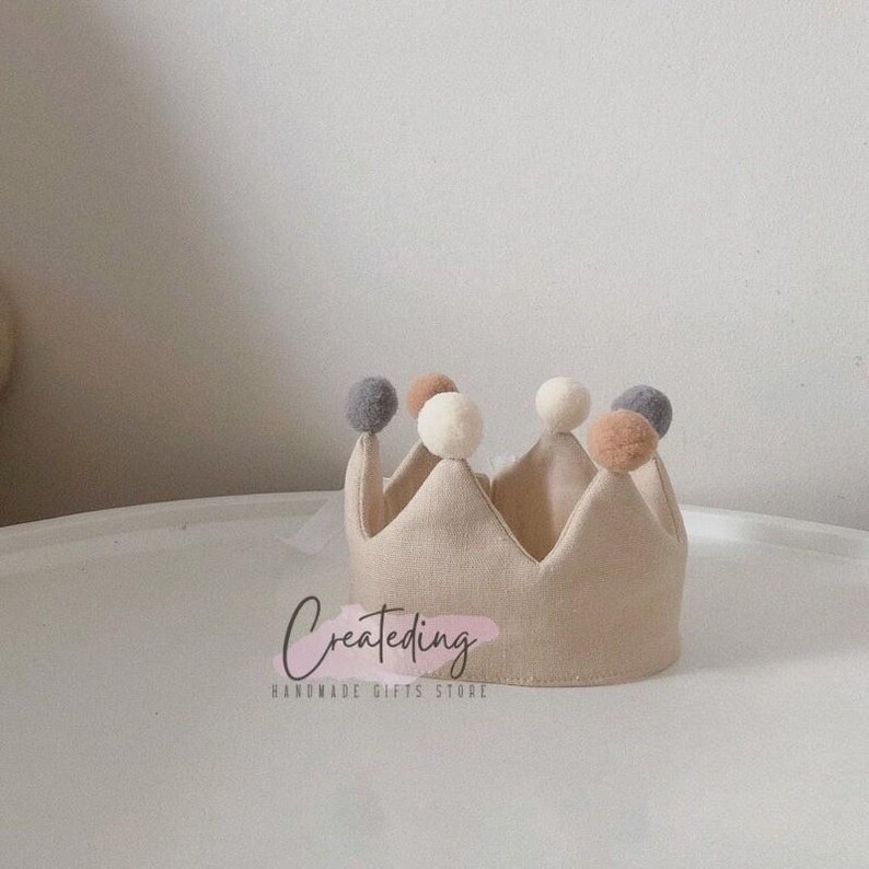 Custom Candy and Star Hand Embroidered Linen Crown Birthday Party Crown ...