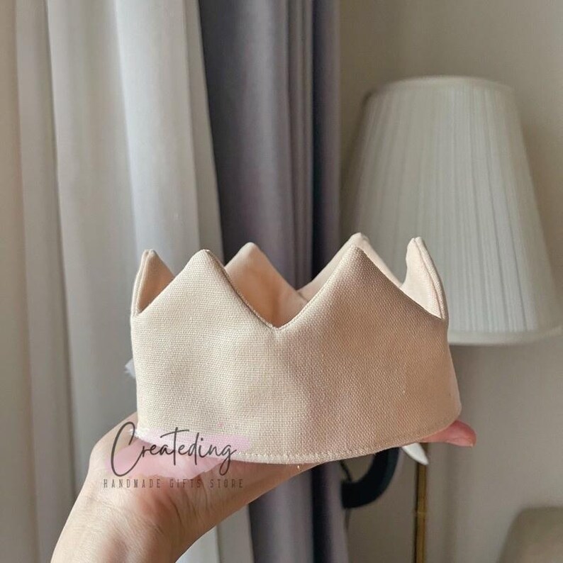 Custom Candy and Star Hand Embroidered Linen Crown Birthday Party Crown ...