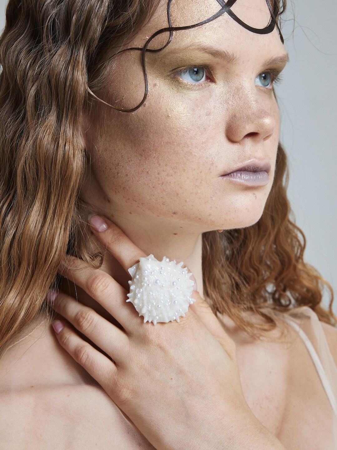 3D Printed & Hand-crafted Clamshell Ring With Pearls | Ocean-inspired ...