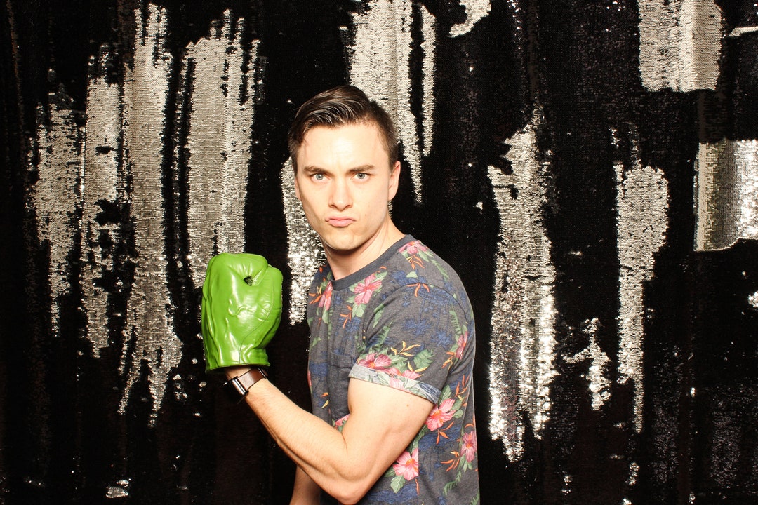 8 Ft X 5 Ft Black and Silver Reversible Sequin Backdrop, Photo Booth ...