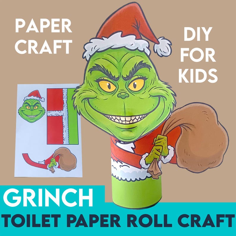 Grinch Toilet Paper Roll Craft, Christmas DIY Activity (PDF) - Etsy