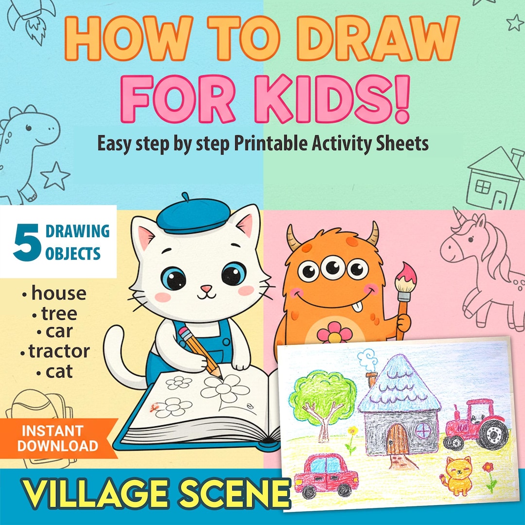 Step by Step Drawing for Kids: How to Draw Activity | Set of 6 ...