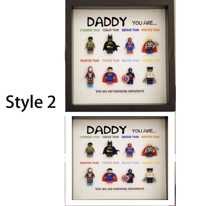 Fathers Day Super Hero Frame, Personalised Gift, Handmade Box Frame ...