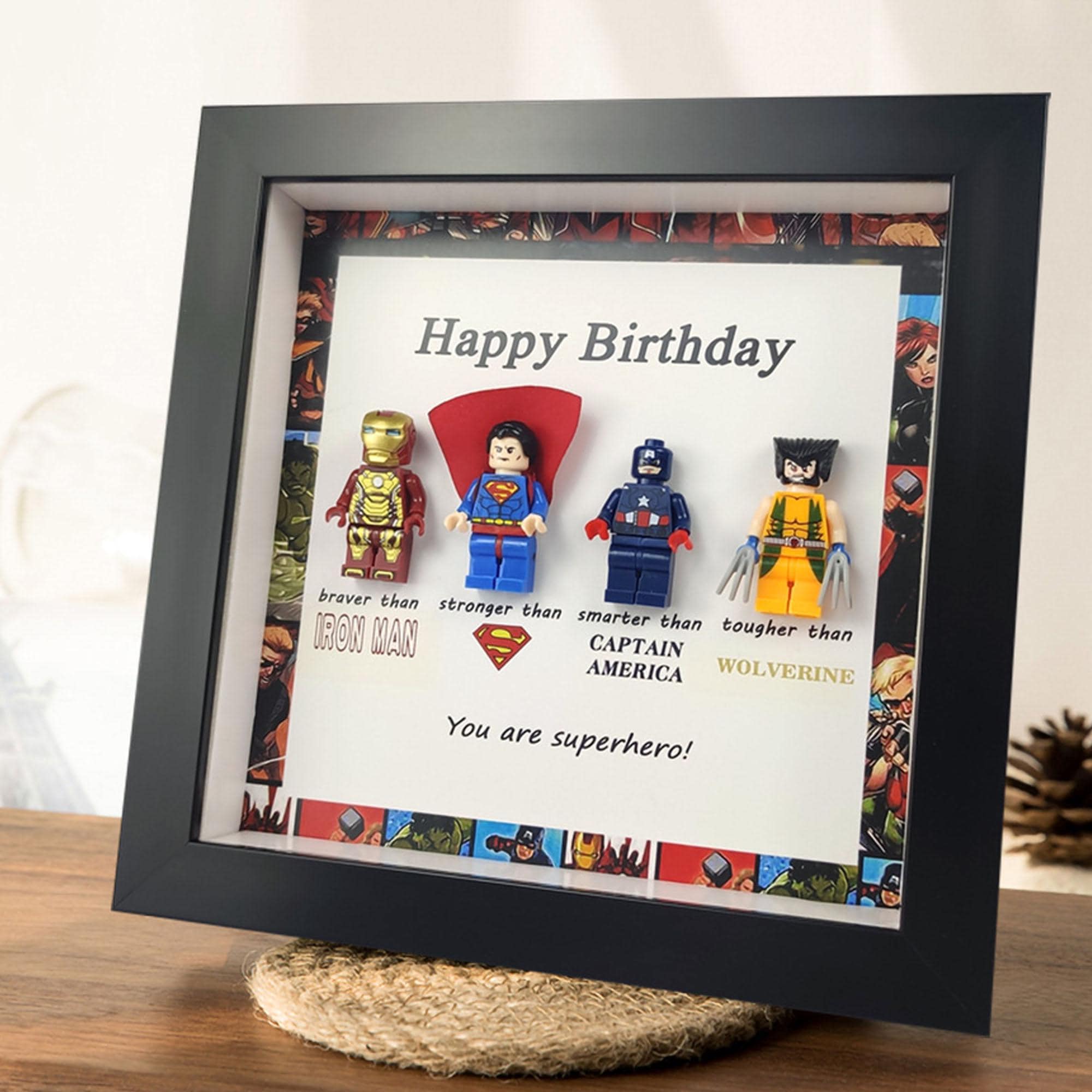 Fathers Day Super Hero Frame, Personalised Gift, Handmade Box Frame ...