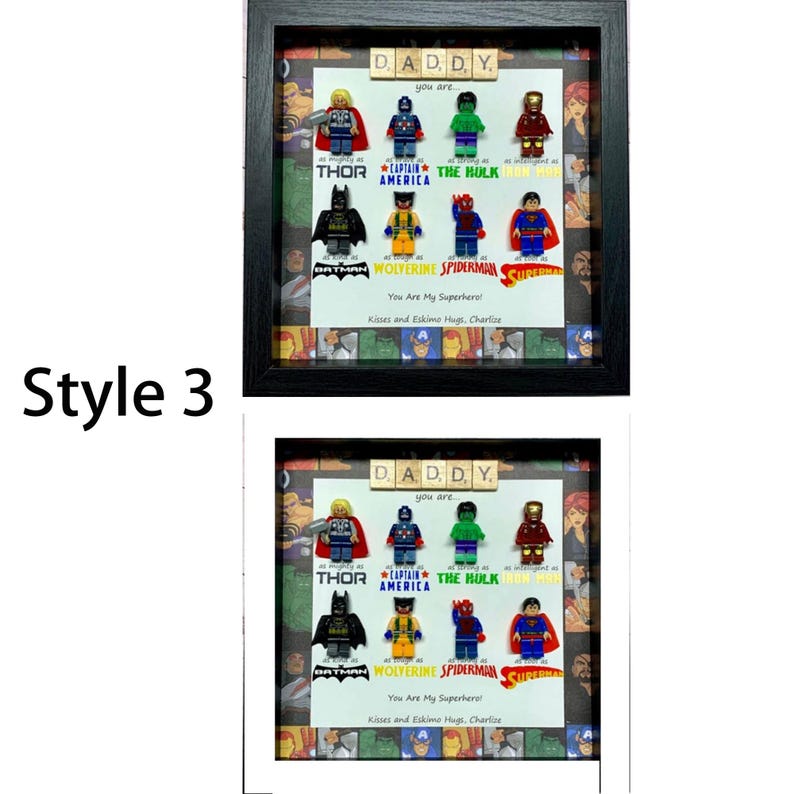 Superhero Dad Gift Frame for Father’s Day 2026, Unique Brick Minifigure ...