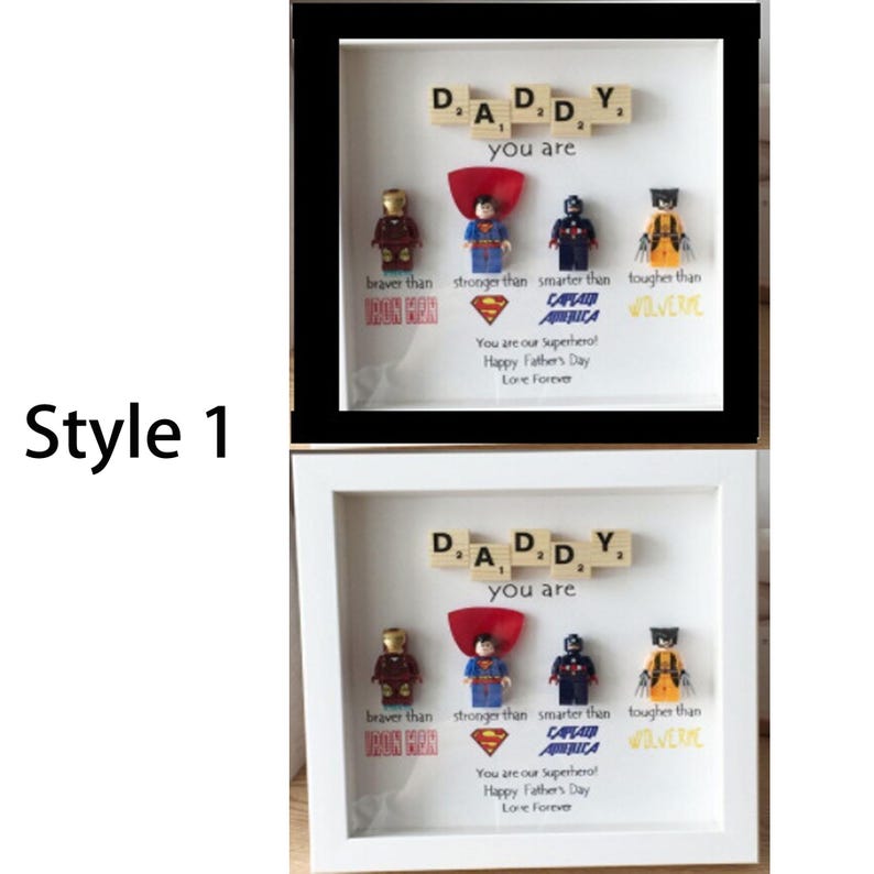 Fathers Day Super Hero Frame, Personalised Gift, Handmade Box Frame ...