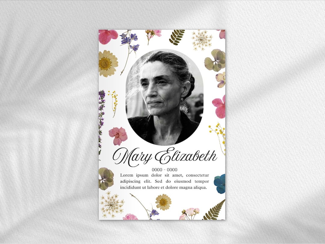 Flower Funeral Card Funeral Favors Funeral Poem Funeral Prayer Card ...