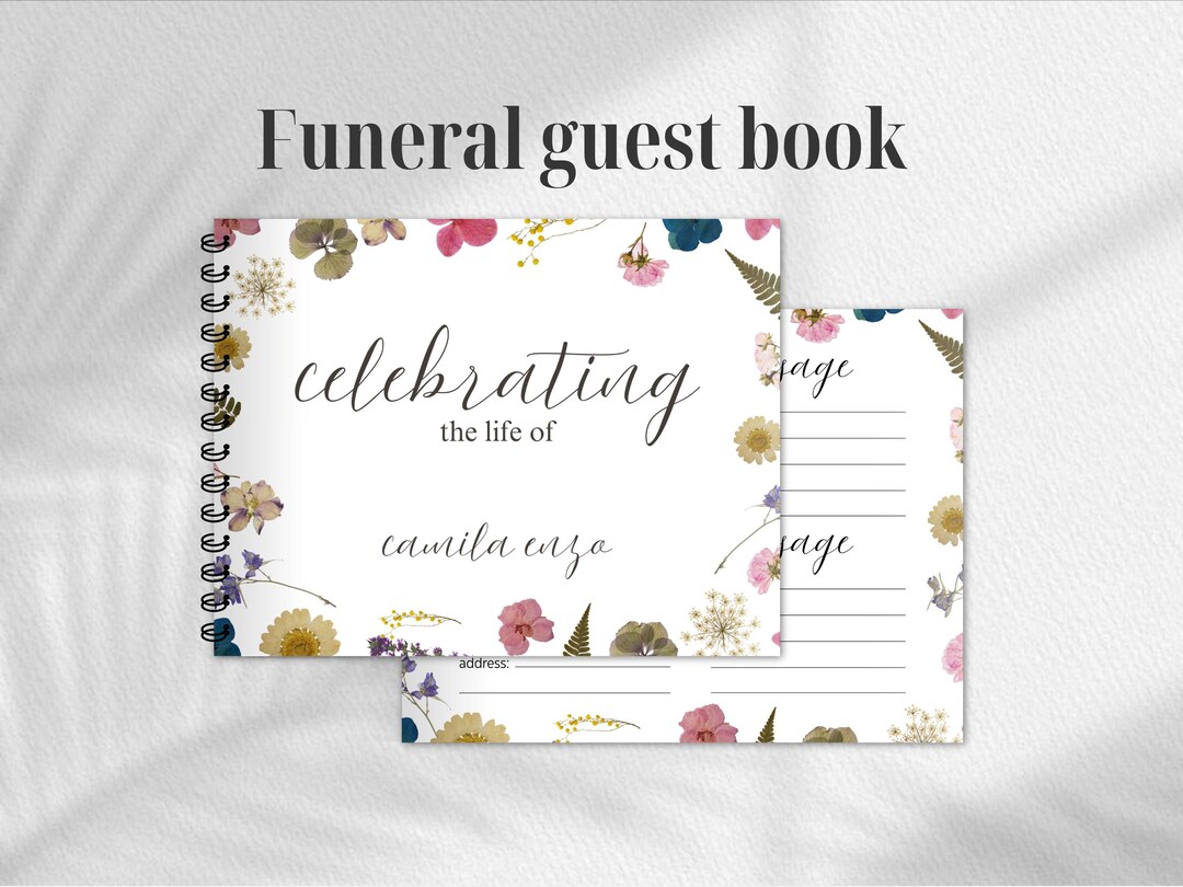 Floral Funeral Guest Book Template Funeral Guestbook Funeral Sign in ...