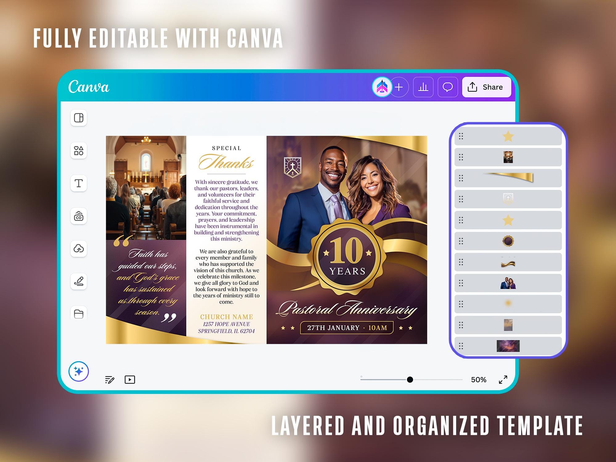 Pastoral Anniversary Program Template: Church Appreciation Event, DIY ...